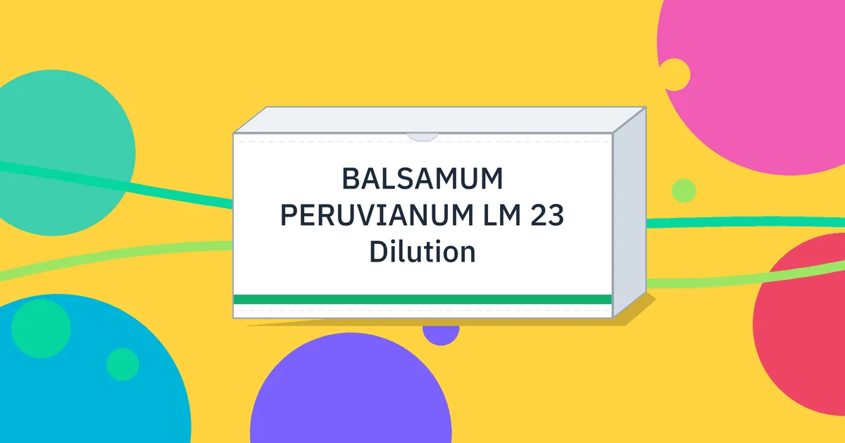 Symbolbild: Packung mit der Aufschrift BALSAMUM PERUVIANUM LM 23 Dilution (PZN 12787330) – Verfügbarkeit und Bezug in Apotheken in Frankfurt am Main