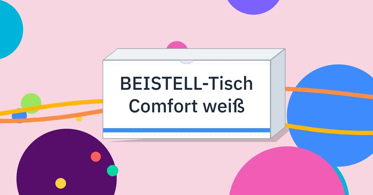 Symbolbild: Packung mit der Aufschrift BEISTELL-Tisch Comfort weiß (PZN 00828495) – Verfügbarkeit und Bezug in Apotheken in Frankfurt am Main