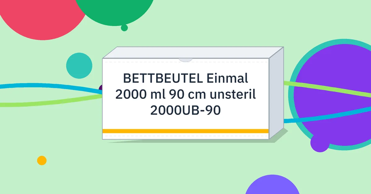 Symbolbild: Packung mit der Aufschrift BETTBEUTEL Einmal 2000 ml 90 cm unsteril 2000UB-90 (PZN 18201555) – Verfügbarkeit und Bezug in Apotheken in Frankfurt am Main