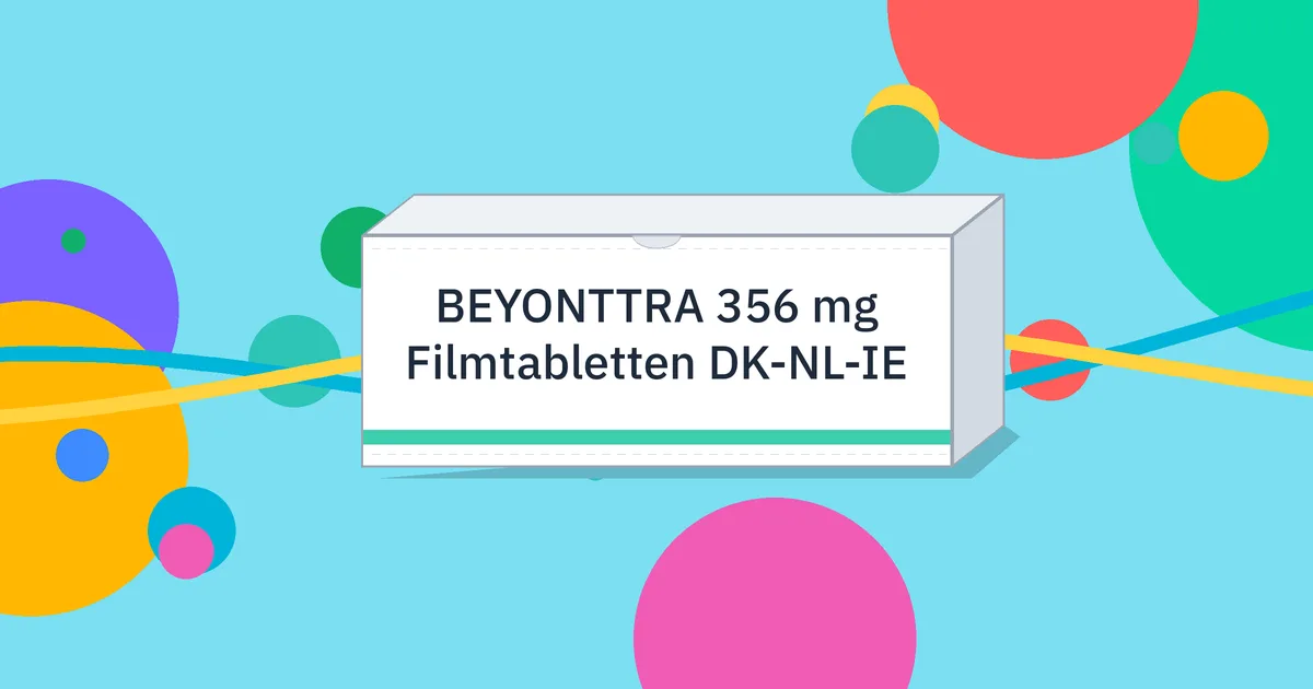 Symbolbild: Packung mit der Aufschrift BEYONTTRA 356 mg Filmtabletten DK-NL-IE (PZN 20081207) – Verfügbarkeit und Bezug in Apotheken in Frankfurt am Main