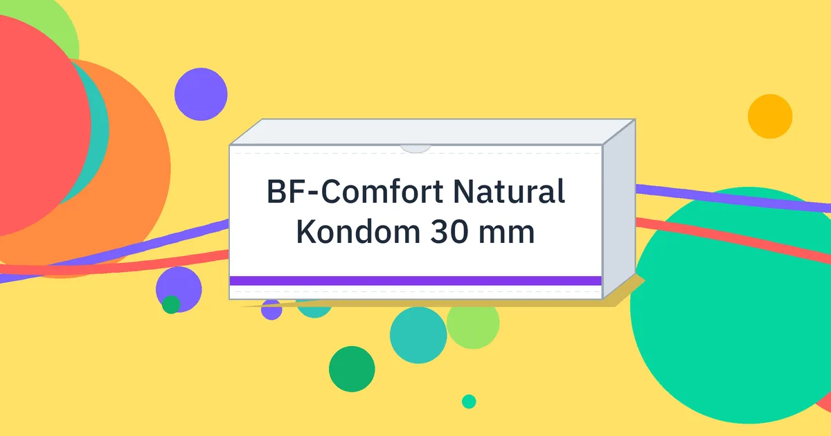 Symbolbild: Packung mit der Aufschrift BF-Comfort Natural Kondom 30 mm (PZN 07311884) – Verfügbarkeit und Bezug in Apotheken in Frankfurt am Main