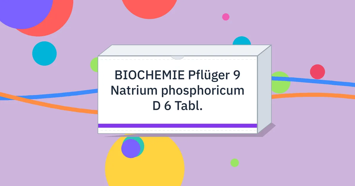 Symbolbild: Packung mit der Aufschrift BIOCHEMIE Pflüger 9 Natrium phosphoricum D 6 Tabl. (PZN 06319642) – Verfügbarkeit und Bezug in Apotheken in Frankfurt am Main