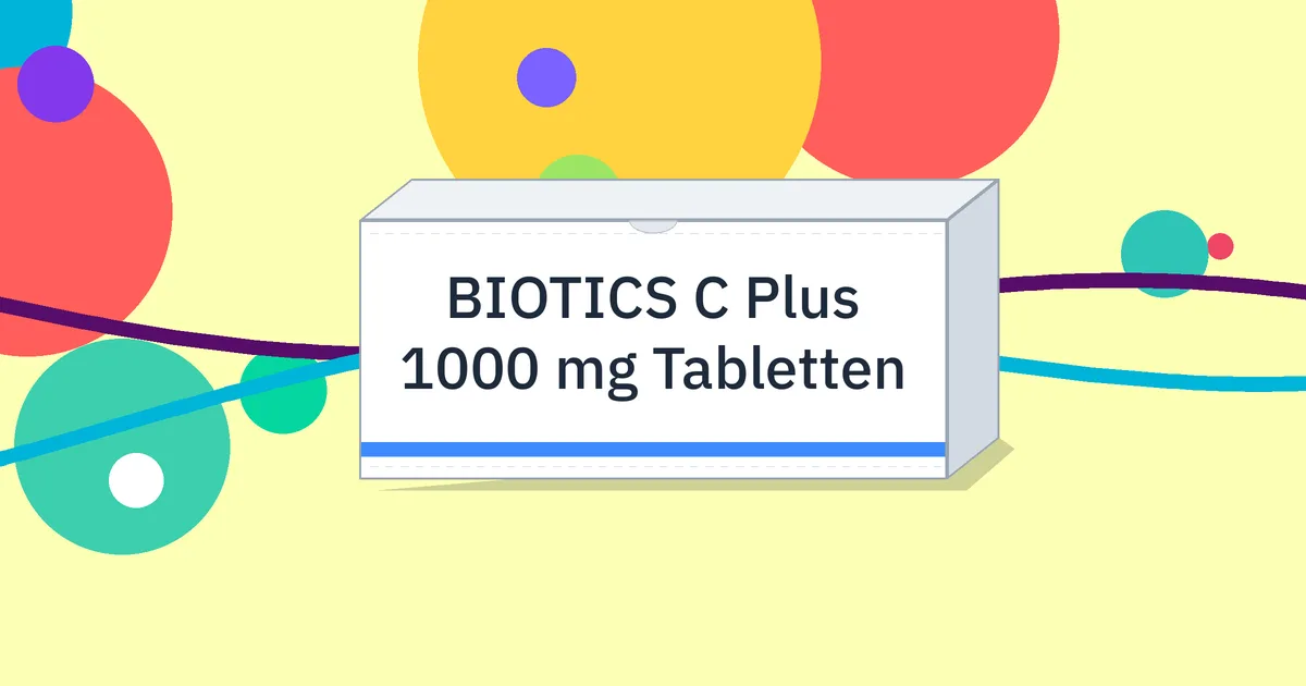 Symbolbild: Packung mit der Aufschrift BIOTICS C Plus 1000 mg Tabletten (PZN 17164361) – Verfügbarkeit und Bezug in Apotheken in Frankfurt am Main