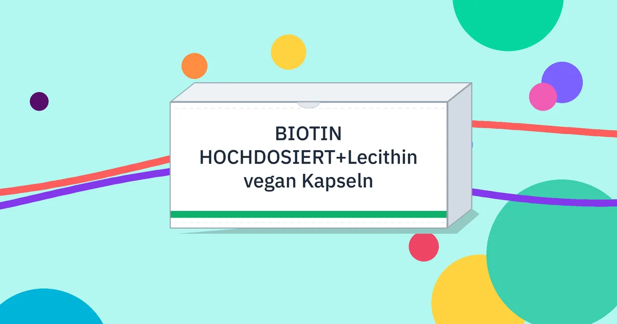 Symbolbild: Packung mit der Aufschrift BIOTIN HOCHDOSIERT+Lecithin vegan Kapseln (PZN 18492185) – Verfügbarkeit und Bezug in Apotheken in Frankfurt am Main