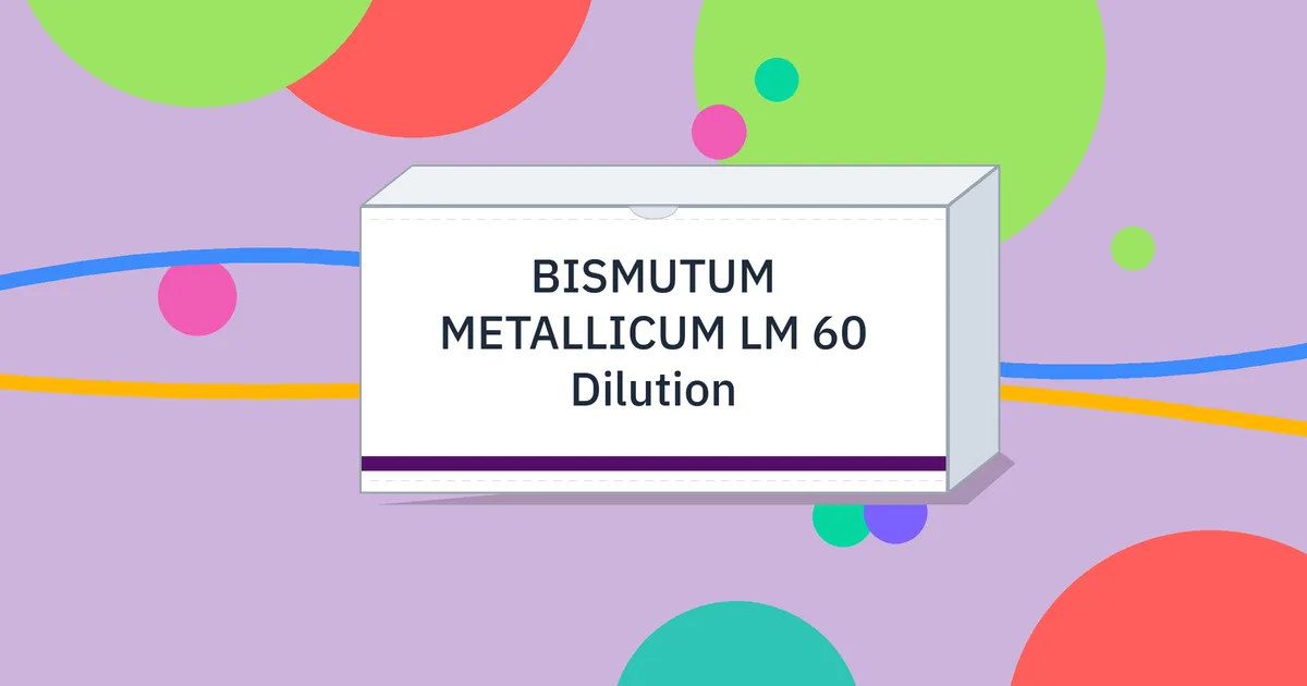 Symbolbild: Packung mit der Aufschrift BISMUTUM METALLICUM LM 60 Dilution (PZN 12795016) – Verfügbarkeit und Bezug in Apotheken in Frankfurt am Main