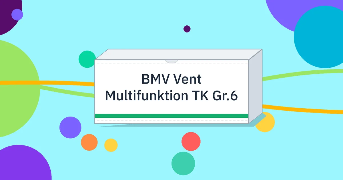 Symbolbild: Packung mit der Aufschrift BMV Vent Multifunktion TK Gr.6 (PZN 18384768) – Verfügbarkeit und Bezug in Apotheken in Frankfurt am Main