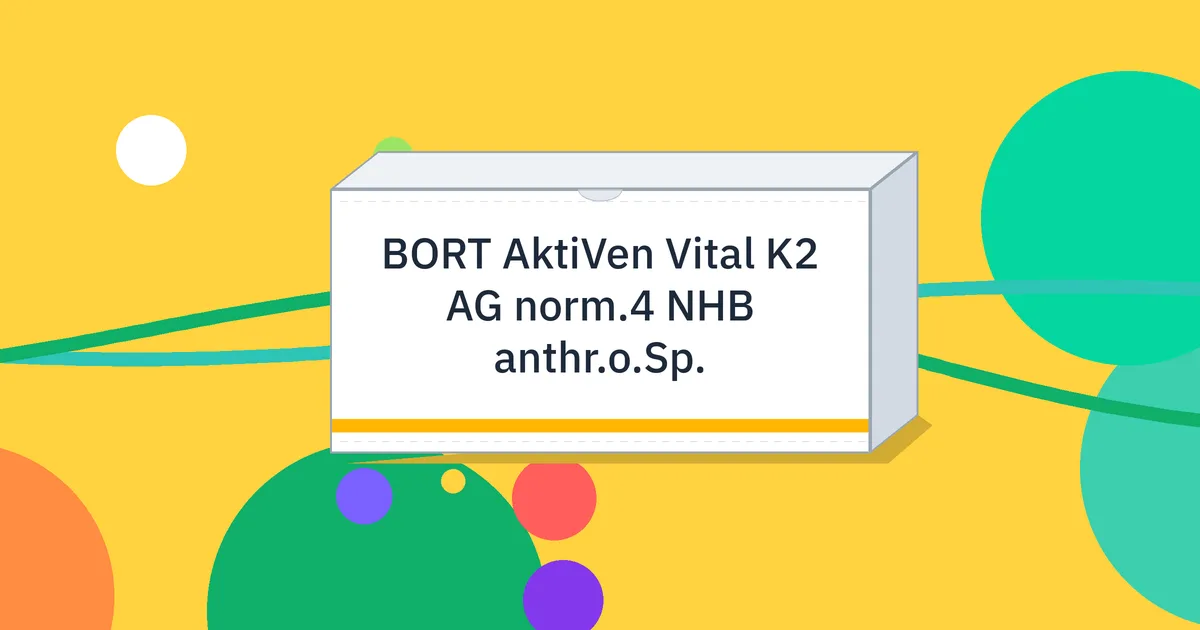 Symbolbild: Packung mit der Aufschrift BORT AktiVen Vital K2 AG norm.4 NHB anthr.o.Sp. (PZN 13734175) – Verfügbarkeit und Bezug in Apotheken in Frankfurt am Main