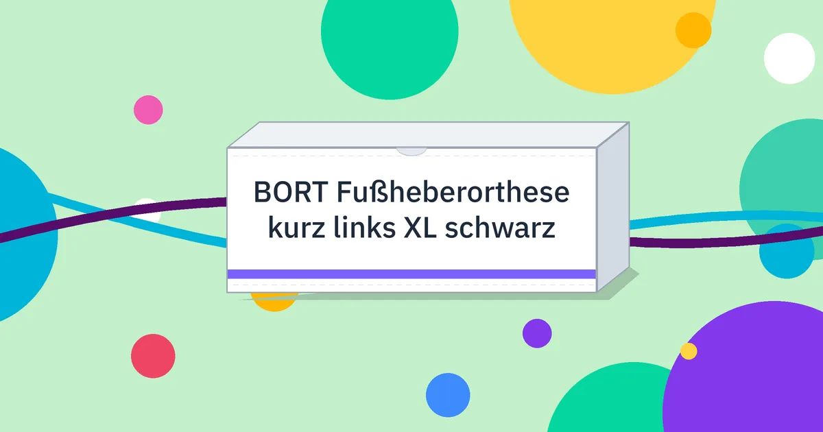 Symbolbild: Packung mit der Aufschrift BORT Fußheberorthese kurz links XL schwarz (PZN 07668540) – Verfügbarkeit und Bezug in Apotheken in Frankfurt am Main