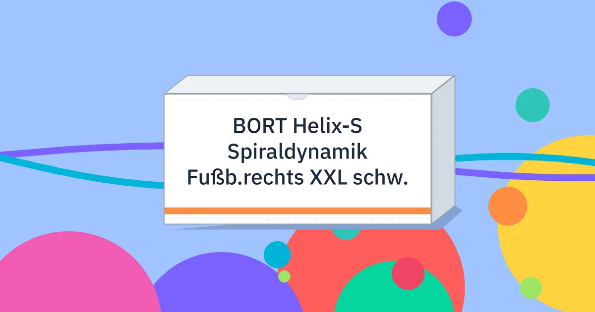 Symbolbild: Packung mit der Aufschrift BORT Helix-S Spiraldynamik Fußb.rechts XXL schw. (PZN 19110613) – Verfügbarkeit und Bezug in Apotheken in Frankfurt am Main