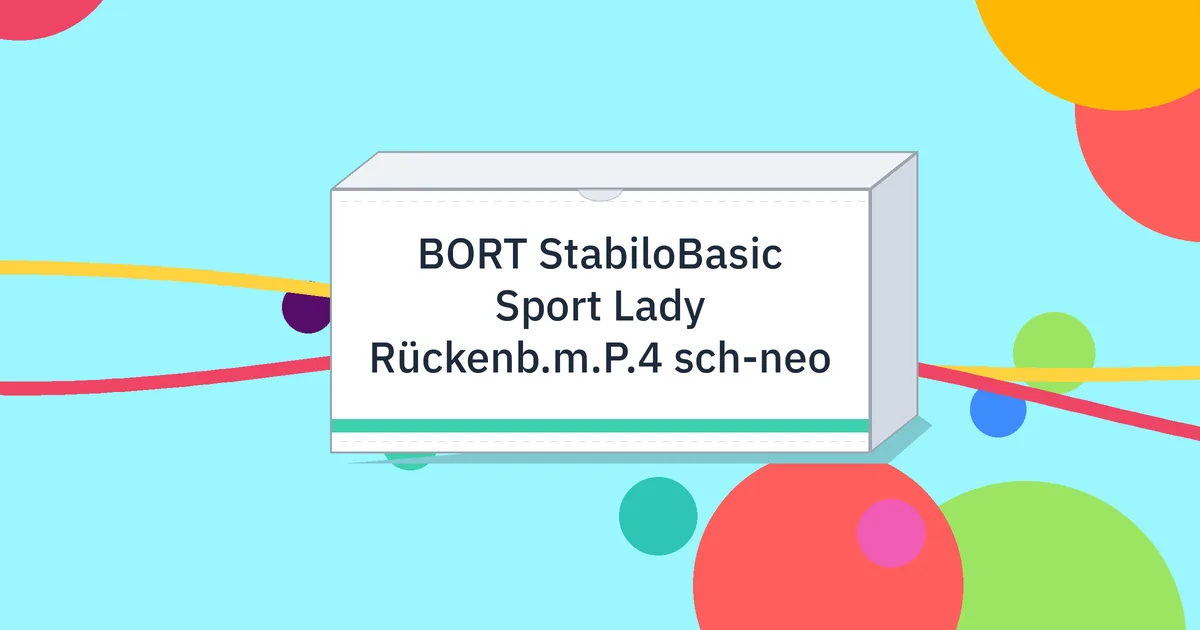 Symbolbild: Packung mit der Aufschrift BORT StabiloBasic Sport Lady Rückenb.m.P.4 sch-neo (PZN 02752419) – Verfügbarkeit und Bezug in Apotheken in Frankfurt am Main