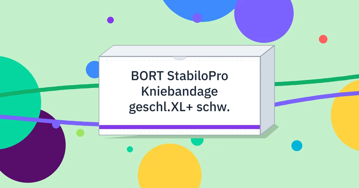 Symbolbild: Packung mit der Aufschrift BORT StabiloPro Kniebandage geschl.XL+ schw. (PZN 06084245) – Verfügbarkeit und Bezug in Apotheken in Frankfurt am Main
