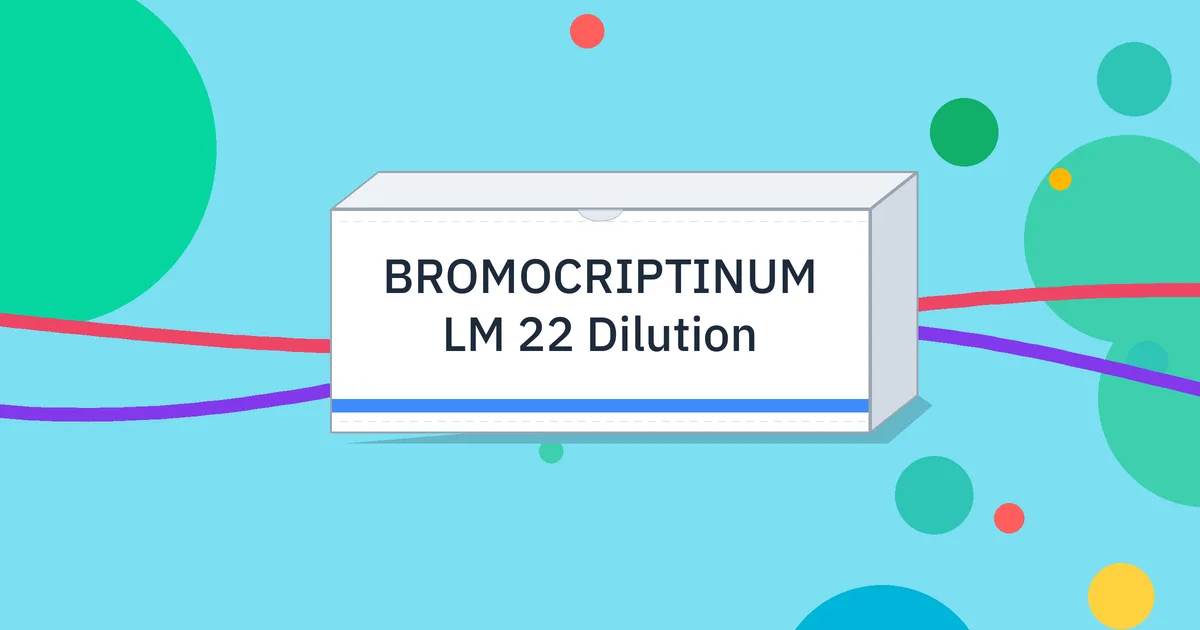 Symbolbild: Packung mit der Aufschrift BROMOCRIPTINUM LM 22 Dilution (PZN 13396809) – Verfügbarkeit und Bezug in Apotheken in Frankfurt am Main