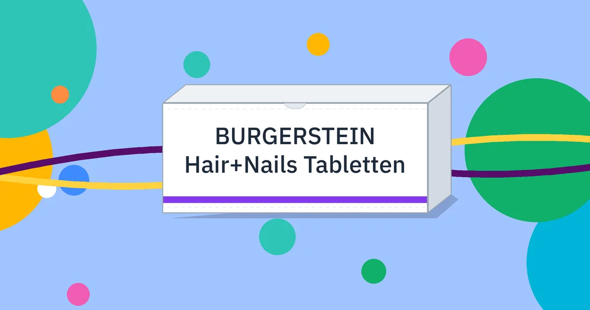 Symbolbild: Packung mit der Aufschrift BURGERSTEIN Hair+Nails Tabletten (PZN 14303649) – Verfügbarkeit und Bezug in Apotheken in Frankfurt am Main