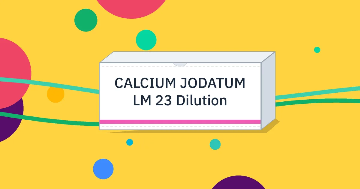 Symbolbild: Packung mit der Aufschrift CALCIUM JODATUM LM 23 Dilution (PZN 12804896) – Verfügbarkeit und Bezug in Apotheken in Frankfurt am Main