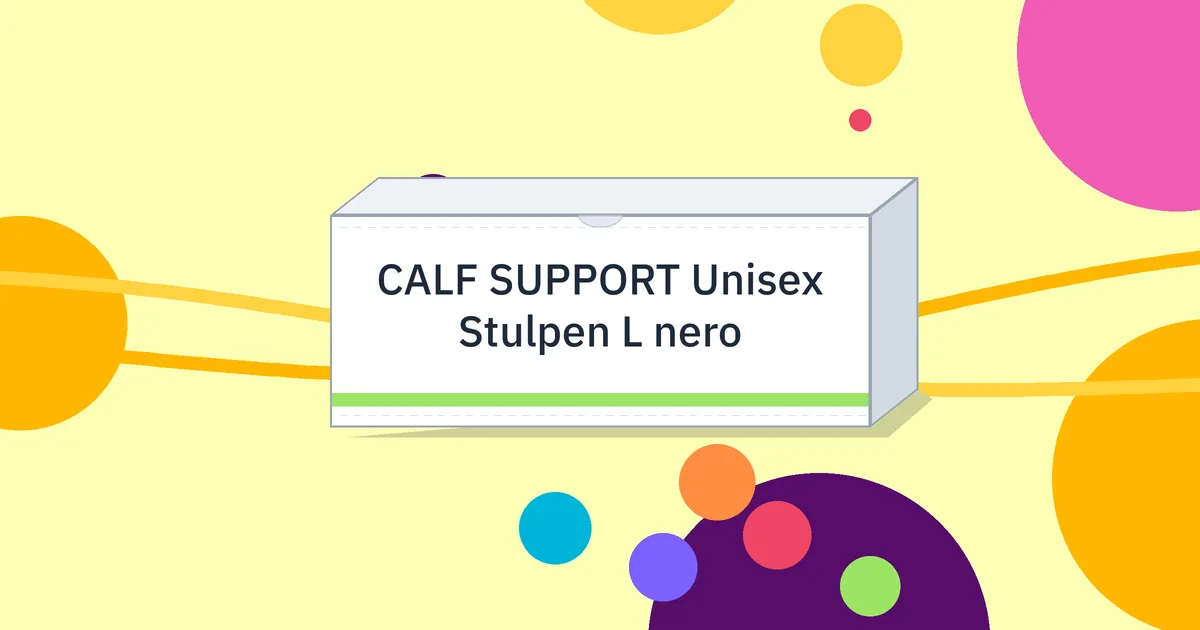 Symbolbild: Packung mit der Aufschrift CALF SUPPORT Unisex Stulpen L nero (PZN 16195218) – Verfügbarkeit und Bezug in Apotheken in Frankfurt am Main