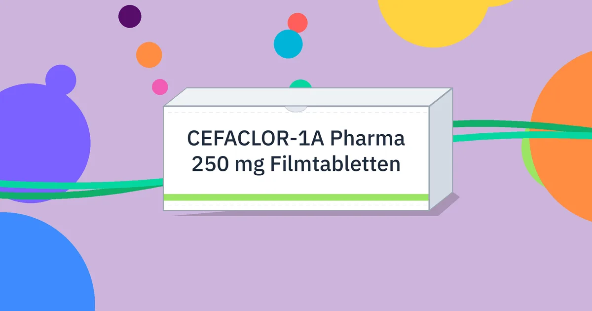 Symbolbild: Packung mit der Aufschrift CEFACLOR-1A Pharma 250 mg Filmtabletten (PZN 16822537) – Verfügbarkeit und Bezug in Apotheken in Frankfurt am Main