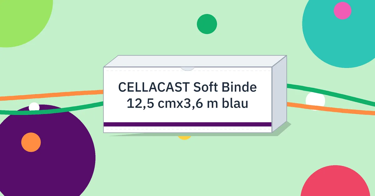 Symbolbild: Packung mit der Aufschrift CELLACAST Soft Binde 12,5 cmx3,6 m blau (PZN 14252219) – Verfügbarkeit und Bezug in Apotheken in Frankfurt am Main