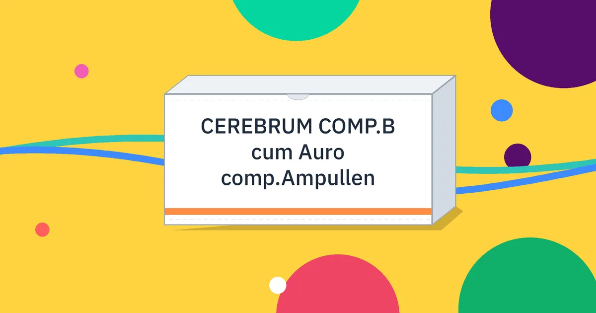 Symbolbild: Packung mit der Aufschrift CEREBRUM COMP.B cum Auro comp.Ampullen (PZN 01751205) – Verfügbarkeit und Bezug in Apotheken in Frankfurt am Main