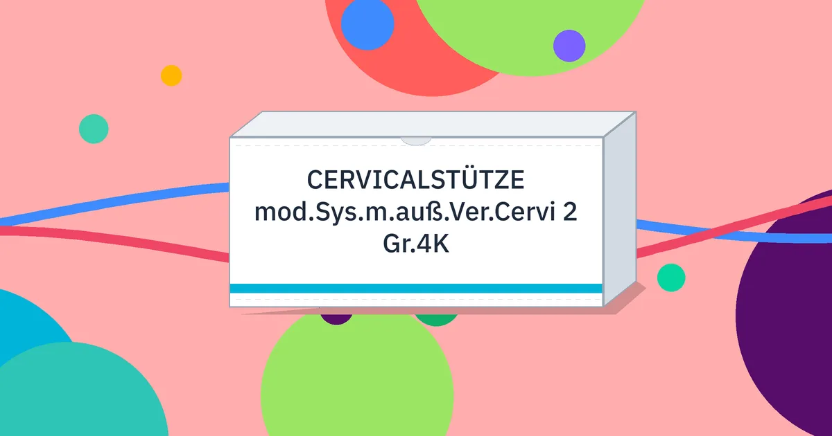 Symbolbild: Packung mit der Aufschrift CERVICALSTÜTZE mod.Sys.m.auß.Ver.Cervi 2 Gr.4K (PZN 05043215) – Verfügbarkeit und Bezug in Apotheken in Frankfurt am Main