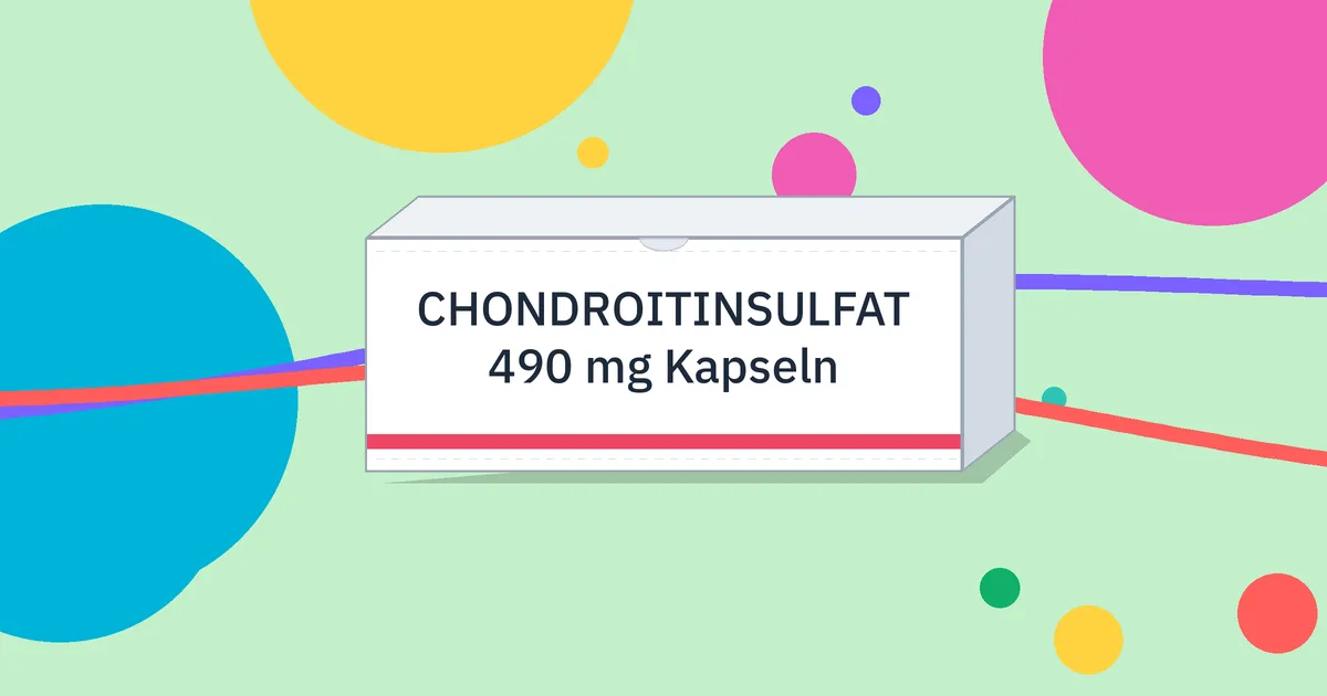 Symbolbild: Packung mit der Aufschrift CHONDROITINSULFAT 490 mg Kapseln (PZN 18215534) – Verfügbarkeit und Bezug in Apotheken in Frankfurt am Main