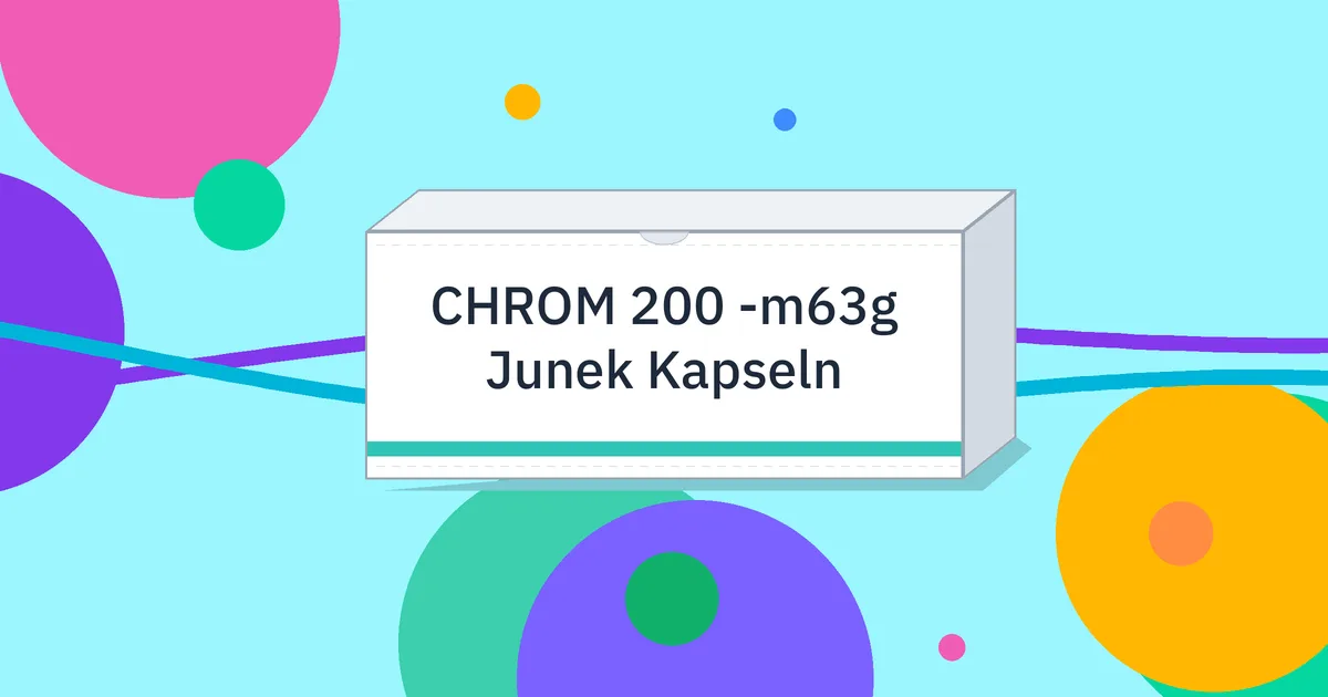 Symbolbild: Packung mit der Aufschrift CHROM 200 -m63g Junek Kapseln (PZN 17991851) – Verfügbarkeit und Bezug in Apotheken in Frankfurt am Main