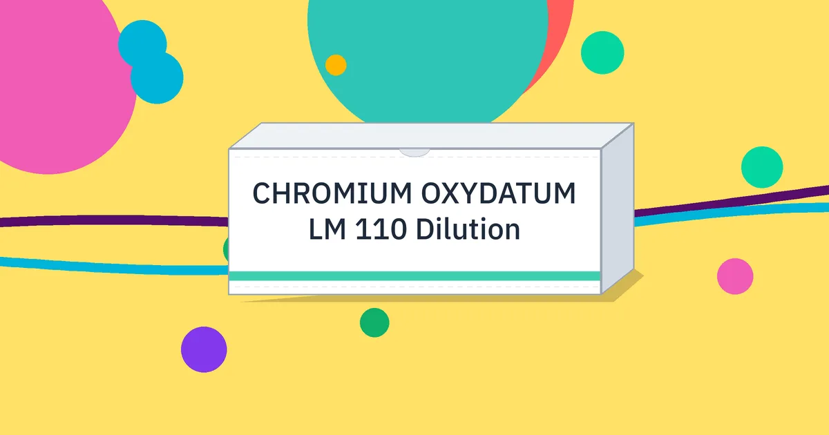 Symbolbild: Packung mit der Aufschrift CHROMIUM OXYDATUM LM 110 Dilution (PZN 13445790) – Verfügbarkeit und Bezug in Apotheken in Frankfurt am Main