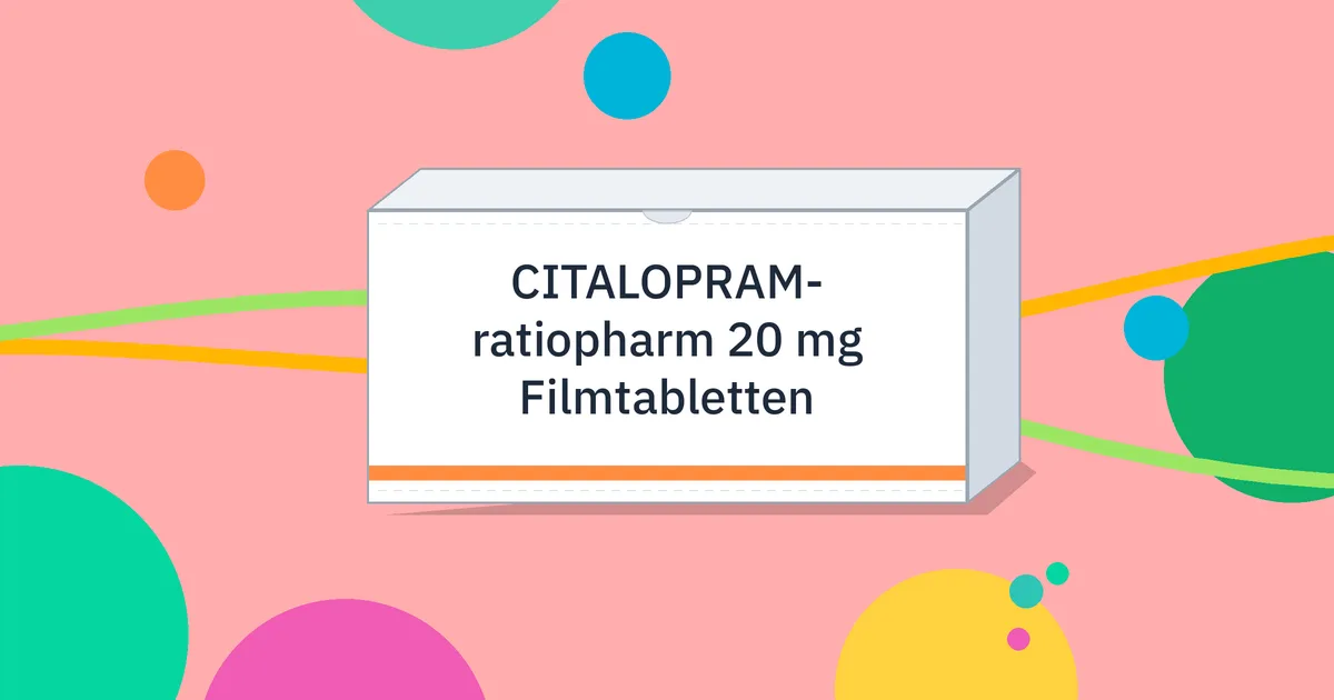 Symbolbild: Packung mit der Aufschrift CITALOPRAM-ratiopharm 20 mg Filmtabletten (PZN 01409487) – Verfügbarkeit und Bezug in Apotheken in Frankfurt am Main