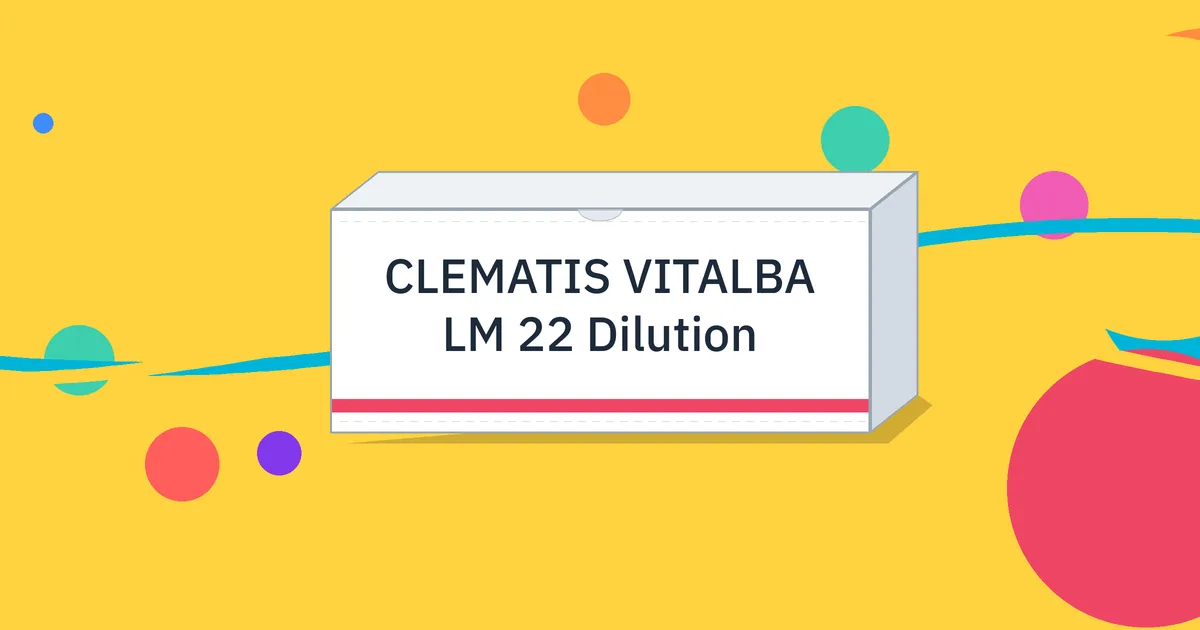 Symbolbild: Packung mit der Aufschrift CLEMATIS VITALBA LM 22 Dilution (PZN 13447487) – Verfügbarkeit und Bezug in Apotheken in Frankfurt am Main