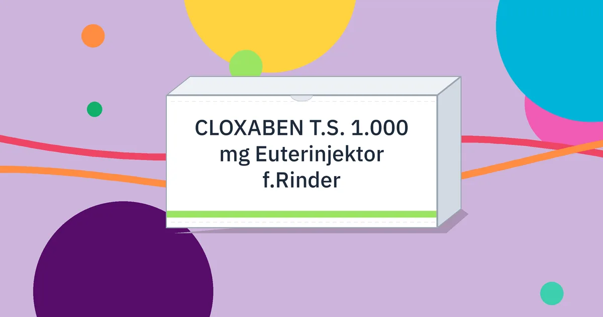 Symbolbild: Packung mit der Aufschrift CLOXABEN T.S. 1.000 mg Euterinjektor f.Rinder (PZN 16536889) – Verfügbarkeit und Bezug in Apotheken in Frankfurt am Main