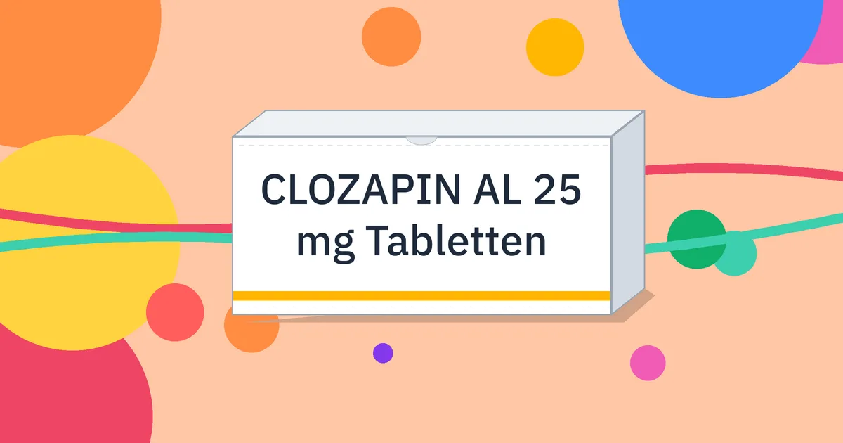 Symbolbild: Packung mit der Aufschrift CLOZAPIN AL 25 mg Tabletten (PZN 18239598) – Verfügbarkeit und Bezug in Apotheken in Frankfurt am Main