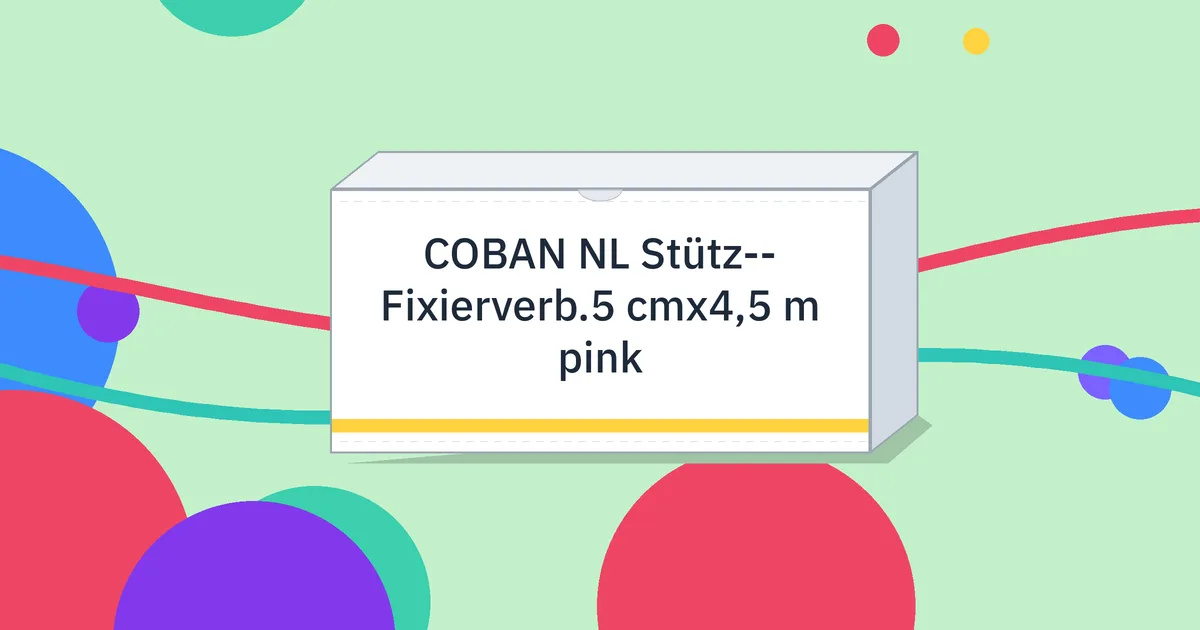 Symbolbild: Packung mit der Aufschrift COBAN NL Stütz--Fixierverb.5 cmx4,5 m pink (PZN 18065885) – Verfügbarkeit und Bezug in Apotheken in Frankfurt am Main