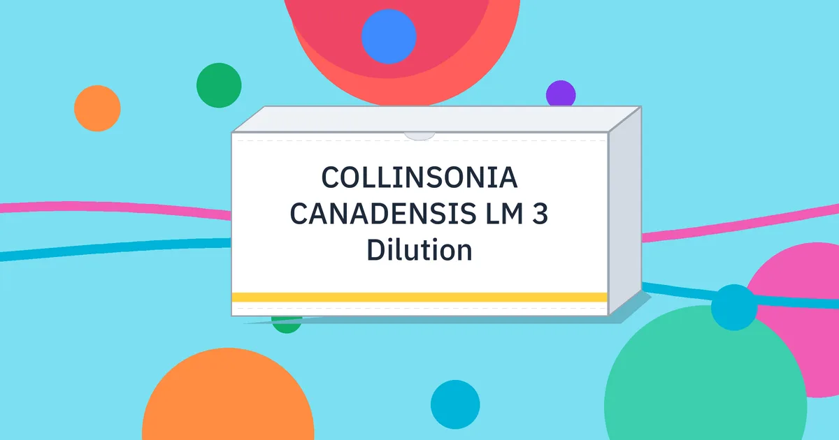 Symbolbild: Packung mit der Aufschrift COLLINSONIA CANADENSIS LM 3 Dilution (PZN 13447702) – Verfügbarkeit und Bezug in Apotheken in Frankfurt am Main