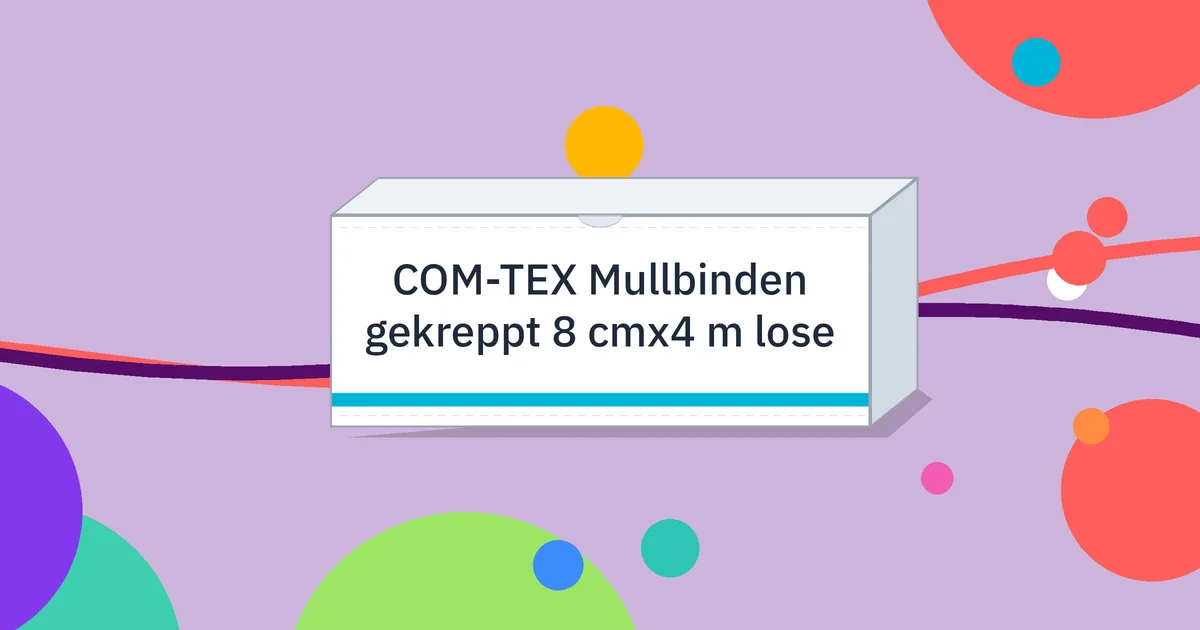 Symbolbild: Packung mit der Aufschrift COM-TEX Mullbinden gekreppt 8 cmx4 m lose (PZN 00028085) – Verfügbarkeit und Bezug in Apotheken in Frankfurt am Main