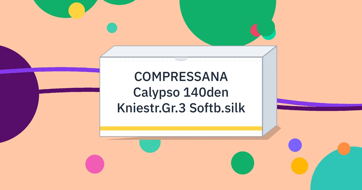 Symbolbild: Packung mit der Aufschrift COMPRESSANA Calypso 140den Kniestr.Gr.3 Softb.silk (PZN 01880486) – Verfügbarkeit und Bezug in Apotheken in Frankfurt am Main