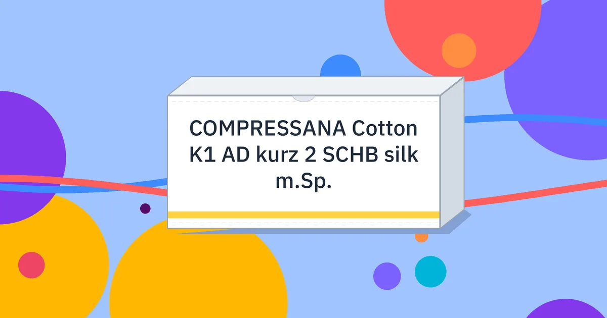 Symbolbild: Packung mit der Aufschrift COMPRESSANA Cotton K1 AD kurz 2 SCHB silk m.Sp. (PZN 16959236) – Verfügbarkeit und Bezug in Apotheken in Frankfurt am Main