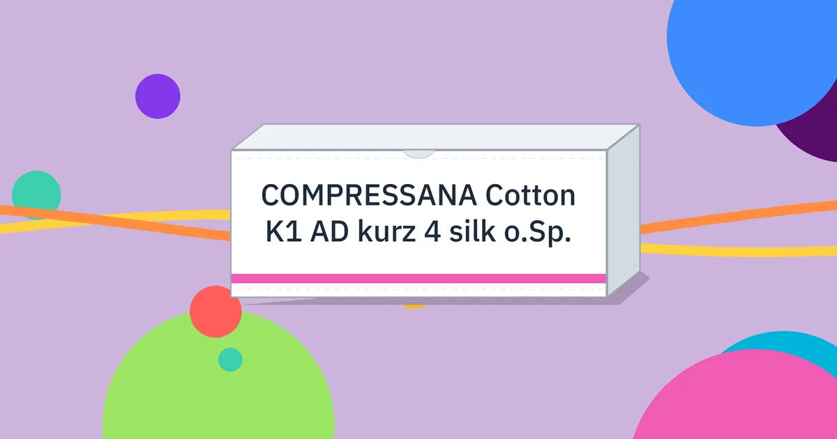 Symbolbild: Packung mit der Aufschrift COMPRESSANA Cotton K1 AD kurz 4 silk o.Sp. (PZN 10215693) – Verfügbarkeit und Bezug in Apotheken in Frankfurt am Main