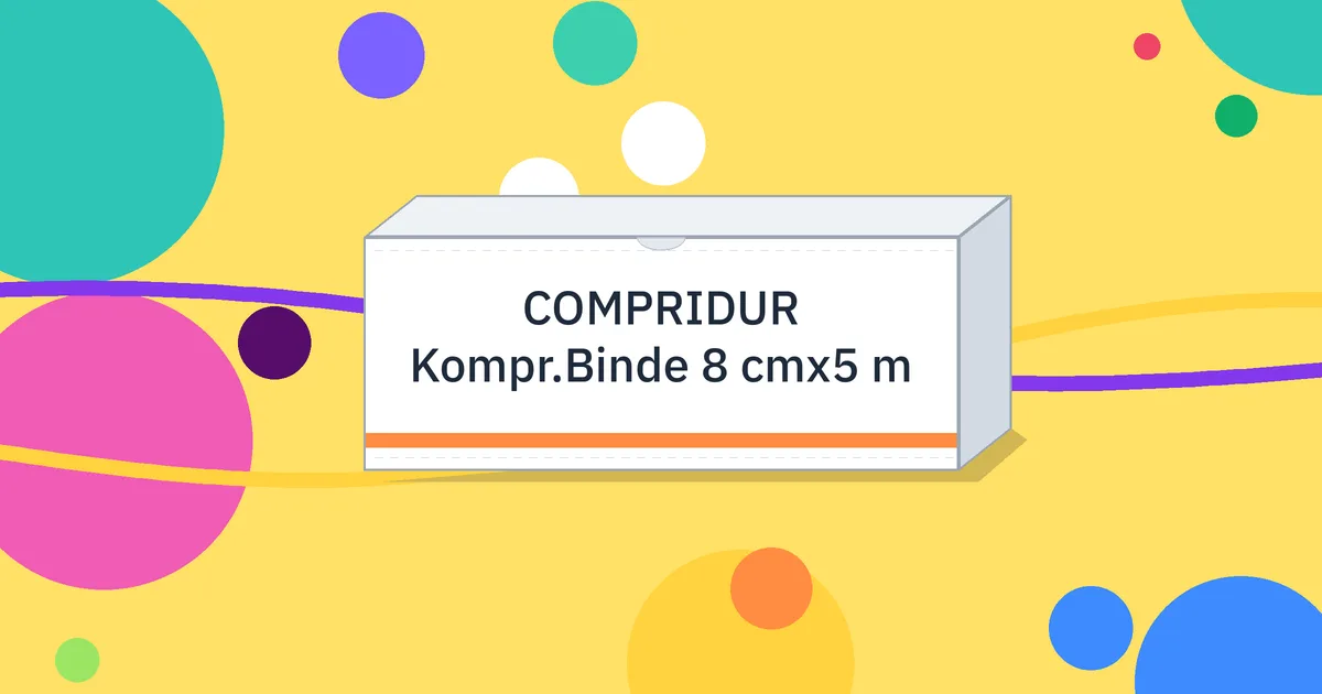 Symbolbild: Packung mit der Aufschrift COMPRIDUR Kompr.Binde 8 cmx5 m (PZN 15316571) – Verfügbarkeit und Bezug in Apotheken in Frankfurt am Main