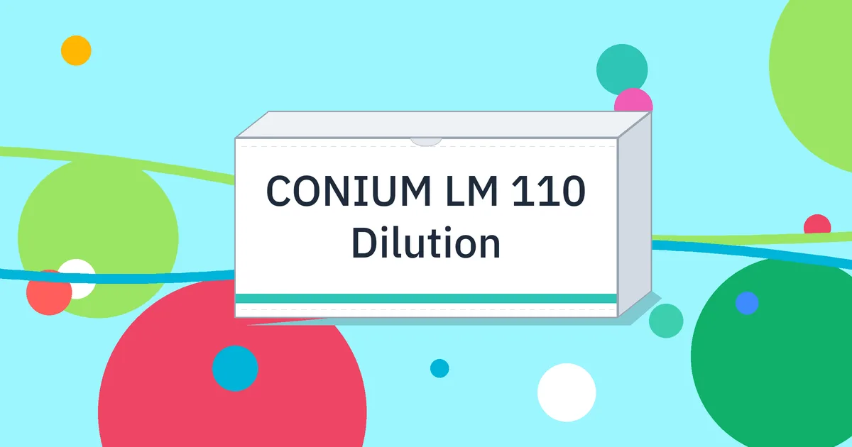 Symbolbild: Packung mit der Aufschrift CONIUM LM 110 Dilution (PZN 12833366) – Verfügbarkeit und Bezug in Apotheken in Frankfurt am Main