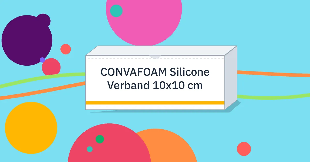 Symbolbild: Packung mit der Aufschrift CONVAFOAM Silicone Verband 10x10 cm (PZN 20124017) – Verfügbarkeit und Bezug in Apotheken in Frankfurt am Main