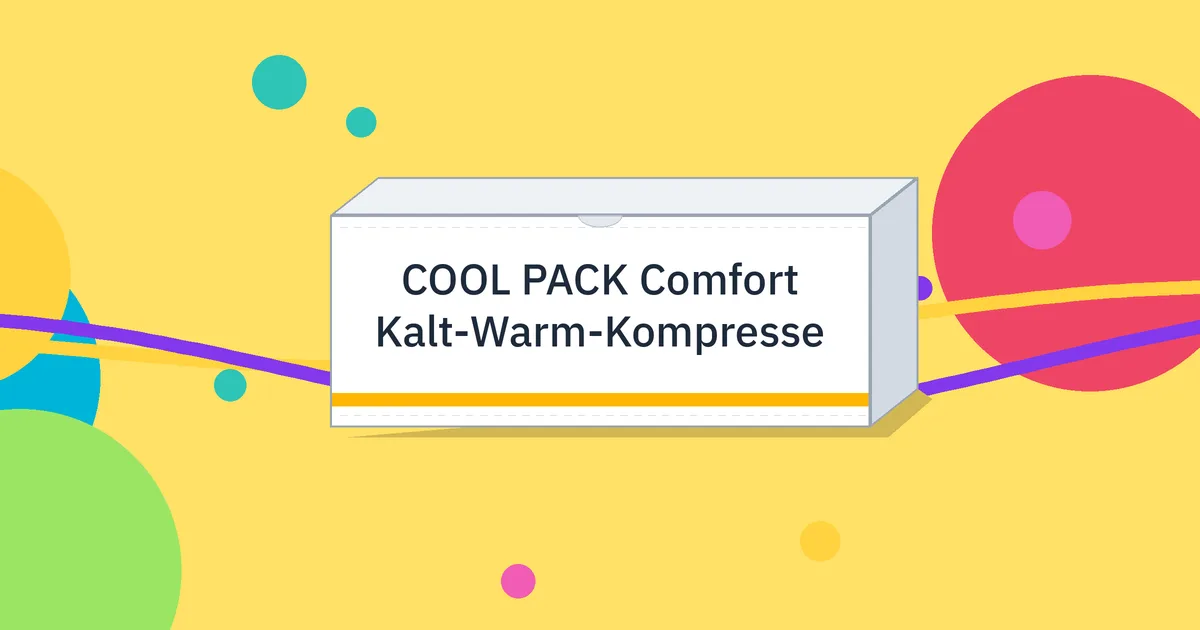 Symbolbild: Packung mit der Aufschrift COOL PACK Comfort Kalt-Warm-Kompresse (PZN 02461774) – Verfügbarkeit und Bezug in Apotheken in Frankfurt am Main