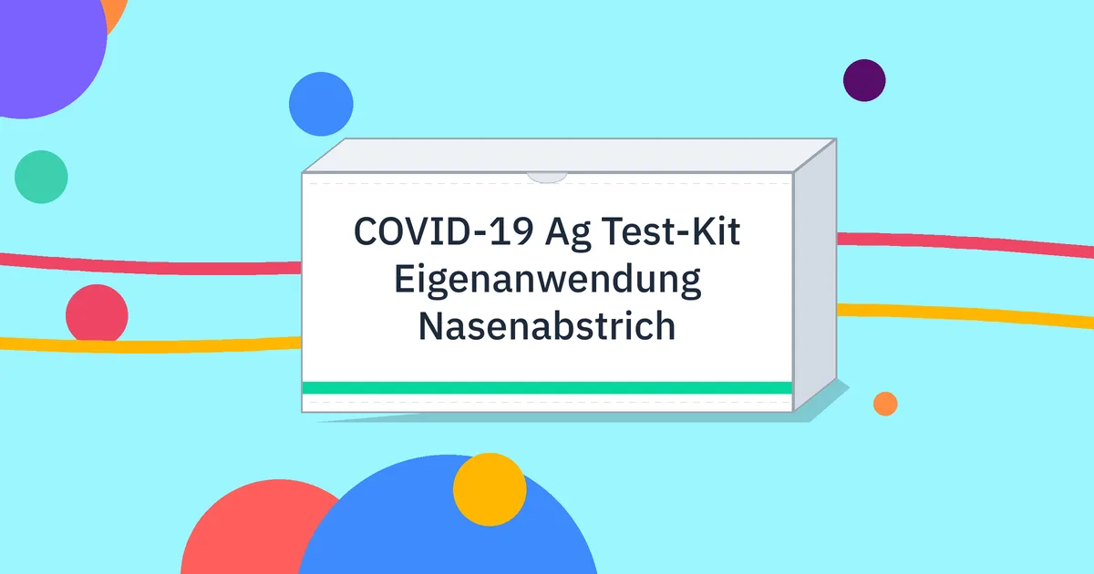 Symbolbild: Packung mit der Aufschrift COVID-19 Ag Test-Kit Eigenanwendung Nasenabstrich (PZN 17490824) – Verfügbarkeit und Bezug in Apotheken in Frankfurt am Main