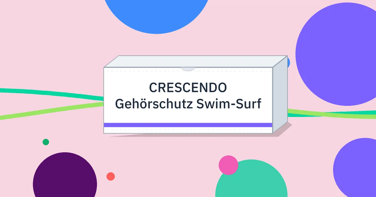 Symbolbild: Packung mit der Aufschrift CRESCENDO Gehörschutz Swim-Surf (PZN 18275051) – Verfügbarkeit und Bezug in Apotheken in Frankfurt am Main