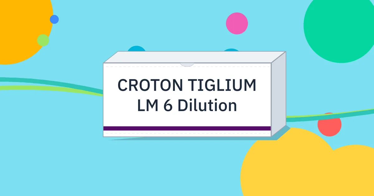 Symbolbild: Packung mit der Aufschrift CROTON TIGLIUM LM 6 Dilution (PZN 12836293) – Verfügbarkeit und Bezug in Apotheken in Frankfurt am Main