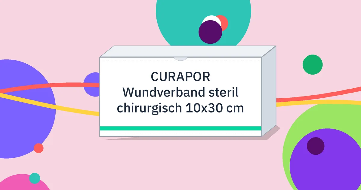Symbolbild: Packung mit der Aufschrift CURAPOR Wundverband steril chirurgisch 10x30 cm (PZN 20892070) – Verfügbarkeit und Bezug in Apotheken in Frankfurt am Main