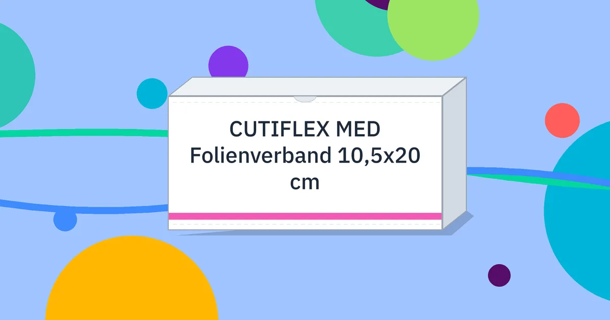 Symbolbild: Packung mit der Aufschrift CUTIFLEX MED Folienverband 10,5x20 cm (PZN 20111517) – Verfügbarkeit und Bezug in Apotheken in Frankfurt am Main