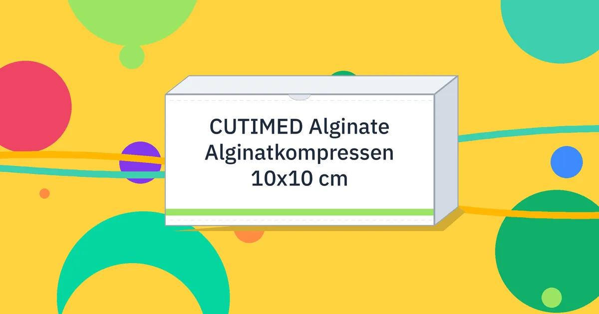 Symbolbild: Packung mit der Aufschrift CUTIMED Alginate Alginatkompressen 10x10 cm (PZN 16828008) – Verfügbarkeit und Bezug in Apotheken in Frankfurt am Main