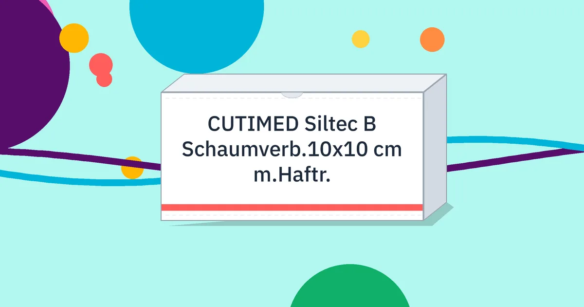 Symbolbild: Packung mit der Aufschrift CUTIMED Siltec B Schaumverb.10x10 cm m.Haftr. (PZN 16148609) – Verfügbarkeit und Bezug in Apotheken in Frankfurt am Main