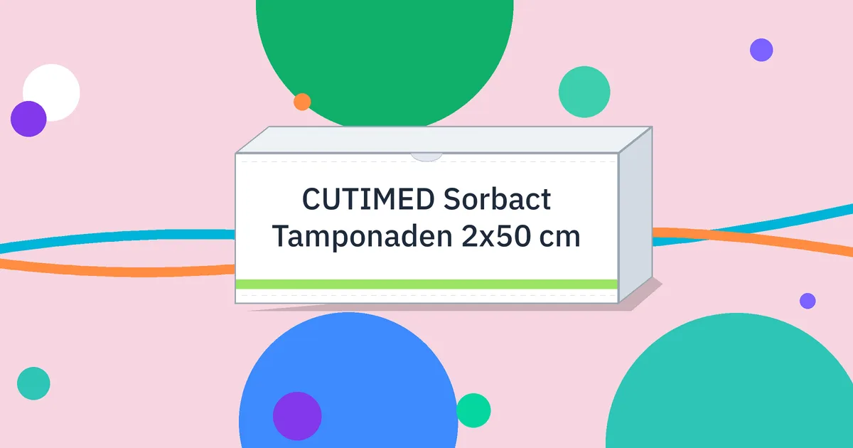 Symbolbild: Packung mit der Aufschrift CUTIMED Sorbact Tamponaden 2x50 cm (PZN 20054682) – Verfügbarkeit und Bezug in Apotheken in Frankfurt am Main