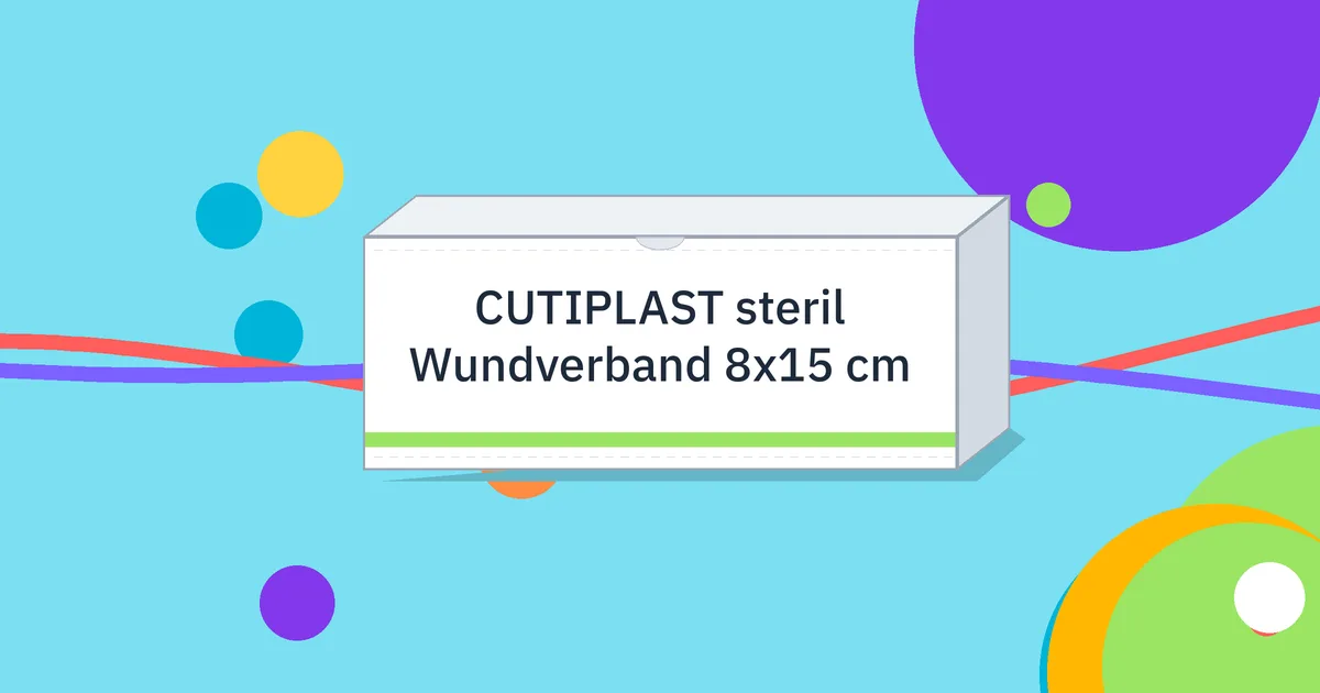 Symbolbild: Packung mit der Aufschrift CUTIPLAST steril Wundverband 8x15 cm (PZN 13886100) – Verfügbarkeit und Bezug in Apotheken in Frankfurt am Main
