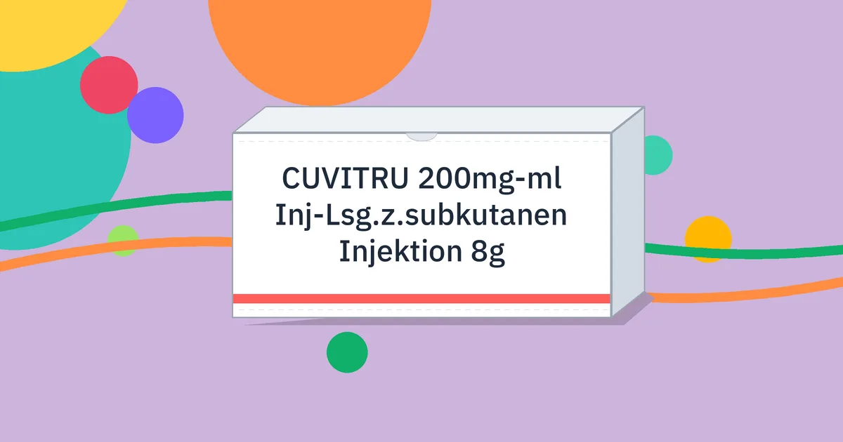 Symbolbild: Packung mit der Aufschrift CUVITRU 200mg-ml Inj-Lsg.z.subkutanen Injektion 8g (PZN 12571943) – Verfügbarkeit und Bezug in Apotheken in Frankfurt am Main